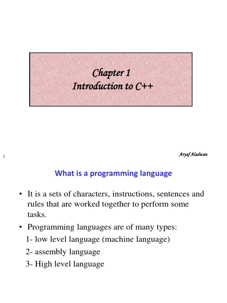 C++ Chapter One | PDF | Integer (Computer Science) | Data Type