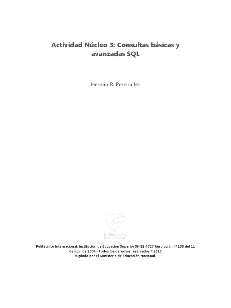 Actividad Núcleo 3 | PDF | SQL | Software de gestión de datos