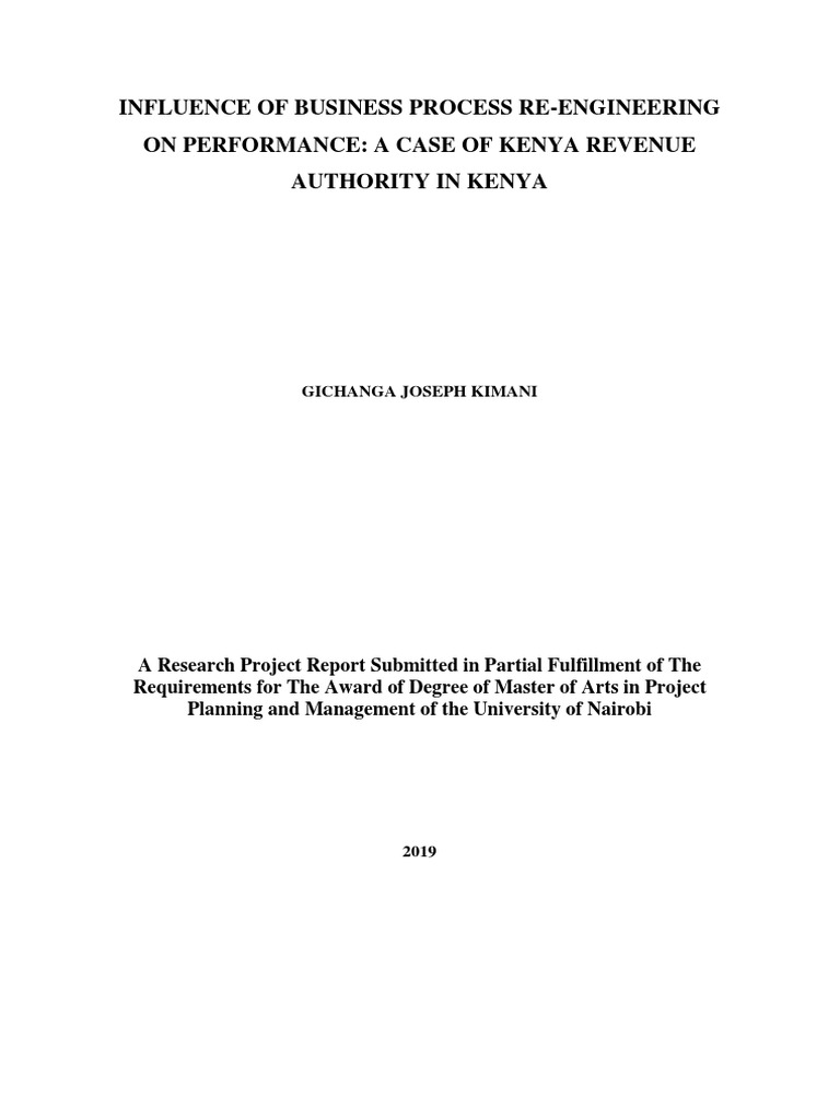 Gichanga - Influence of Business Process Re-Engineering On Performance ...