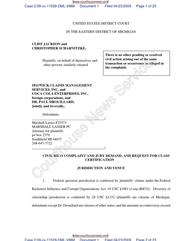 Sedgwick Rico Complaint | PDF | Workers' Compensation | Racketeer ...