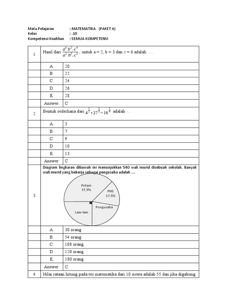 Soal Paket A Mat KLS 10 Pas Ganjil TH 22-23 | PDF