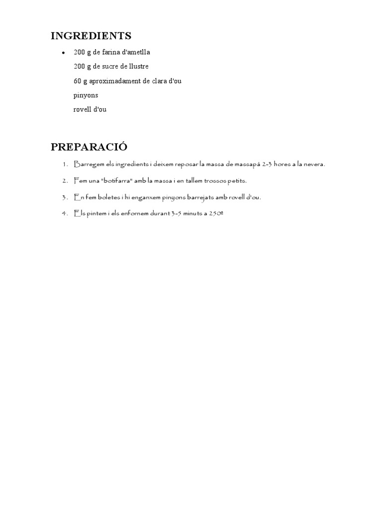 Recepta Panellets | PDF