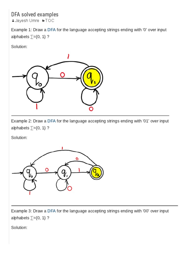 Dfa Examples 3 Pdf String Computer Science Theory Of Computation