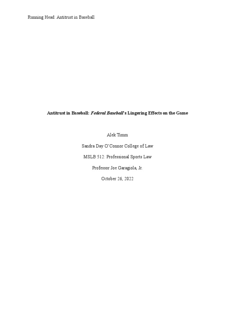 Federal Baseball Analysis | PDF | Law Of The United States | Justice