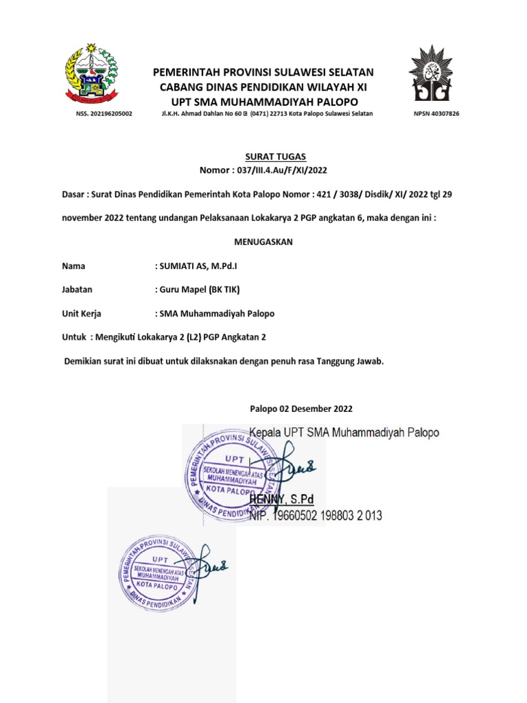 Surat Tugas CGP 2022 | PDF