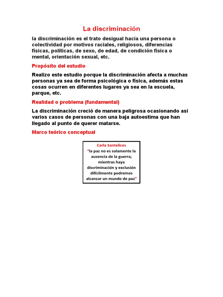 La Discriminación | PDF