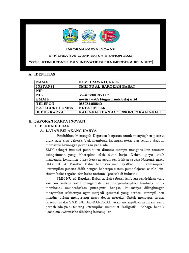 Template Laporan Karya Inovasi GCC Batch 3 2022 | PDF