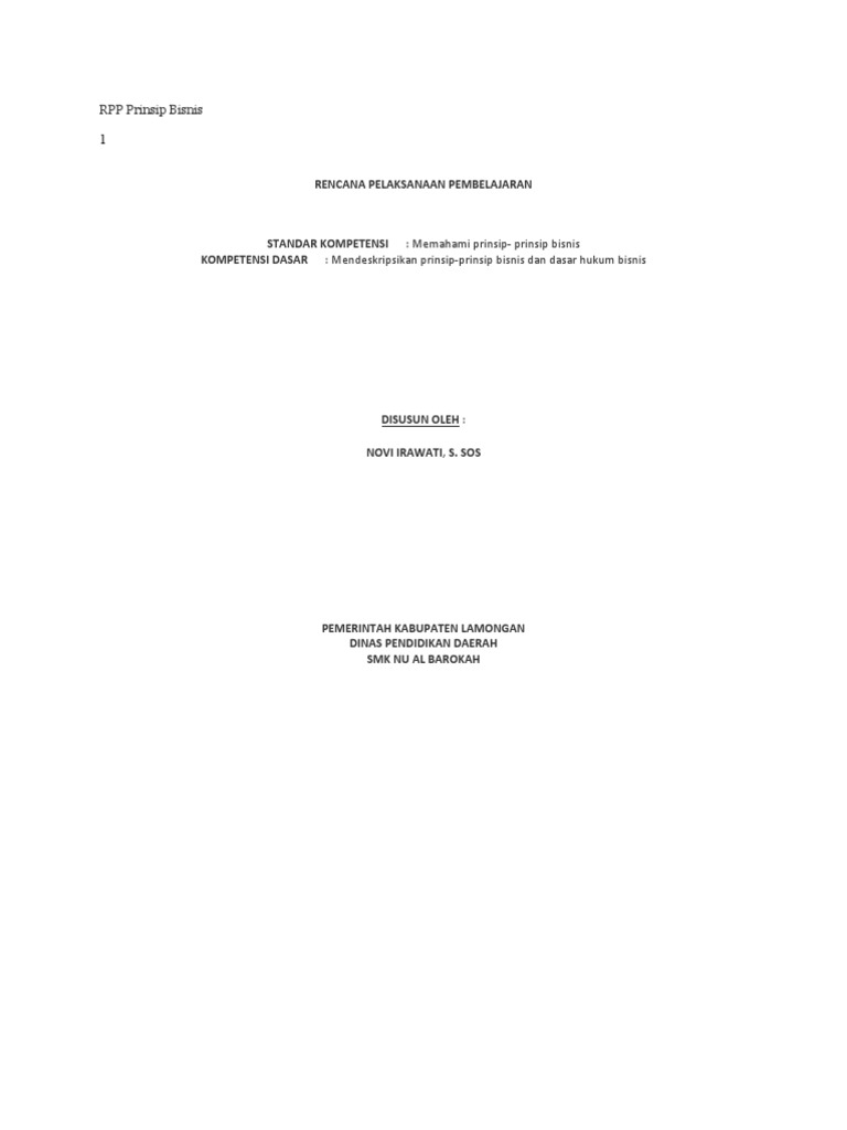 RPP Prinsip Bisnis | PDF