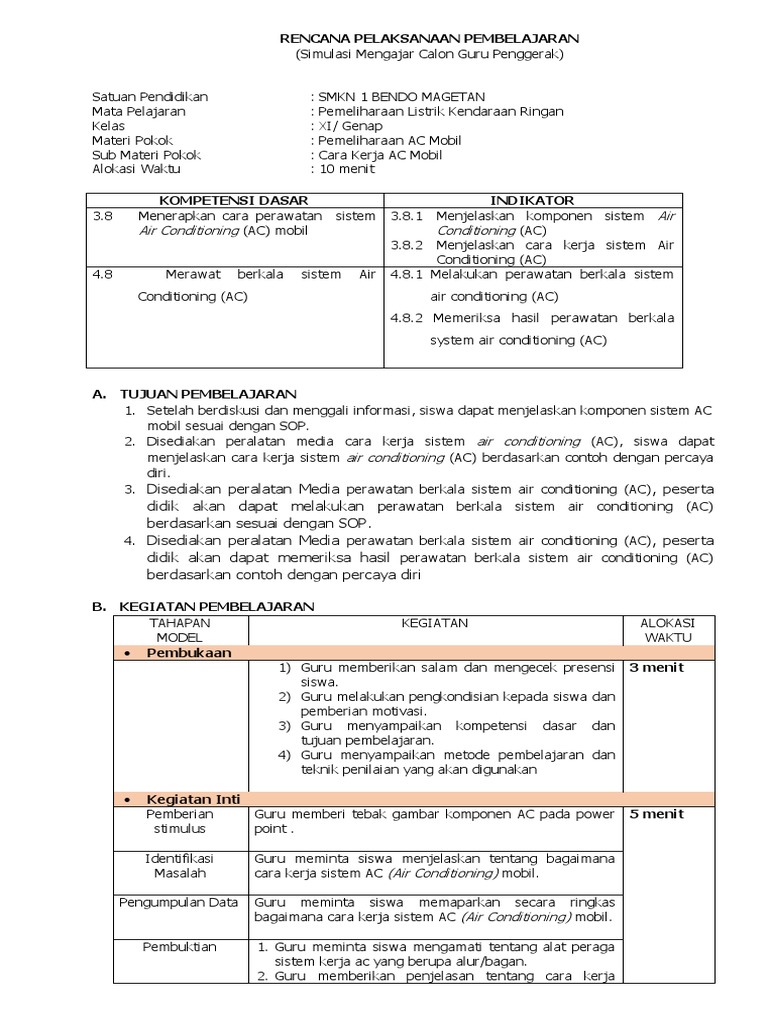 RPP 10 Menit Simulasi Mengajar | PDF