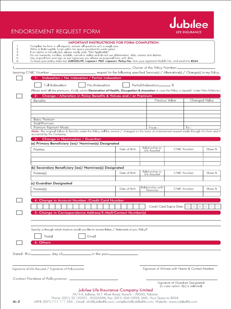 Endorsement Request Form | PDF