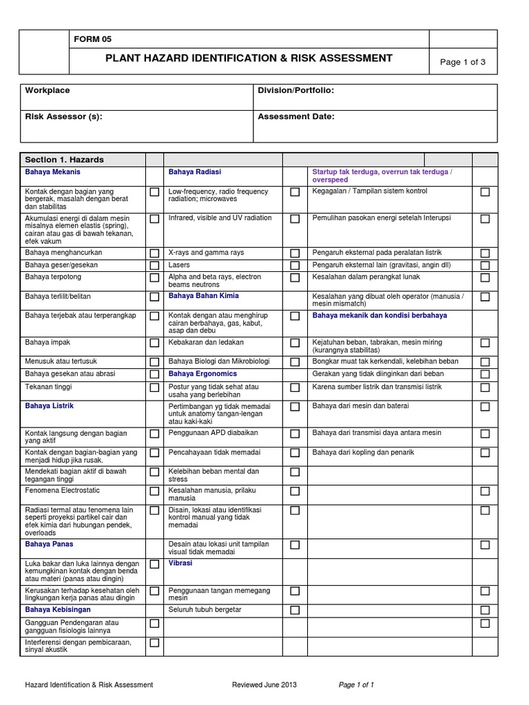 Plant Hazard Identification & Risk Assessment | PDF