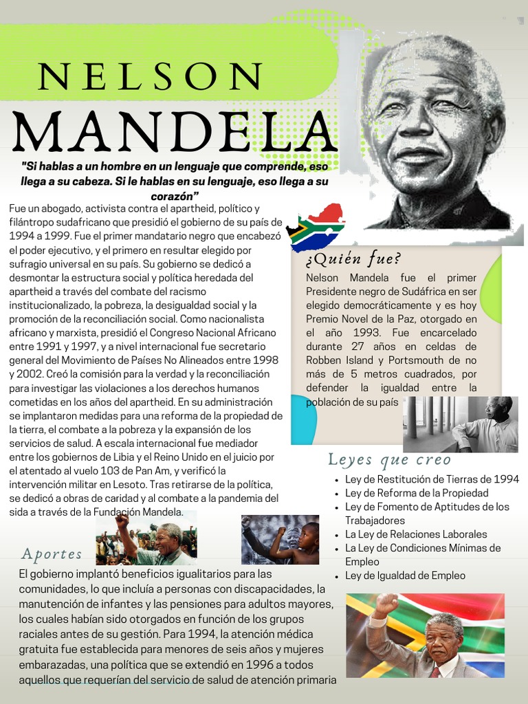 Biografía de Nelson Mandela | PDF | Nelson Mandela | Gobierno