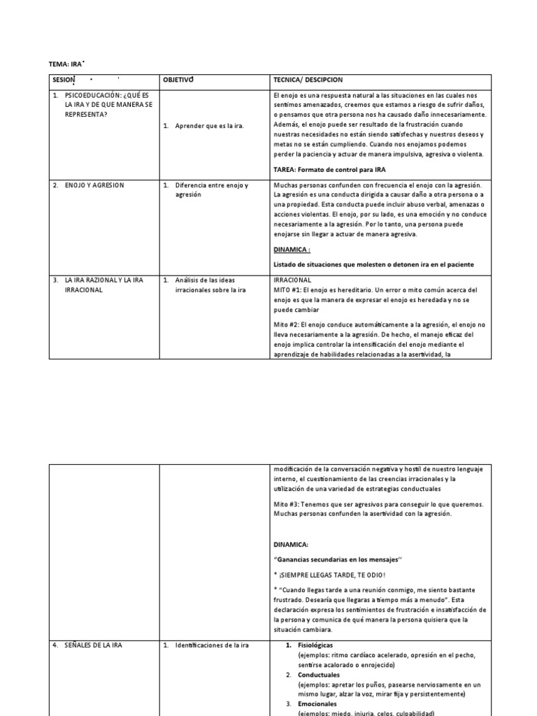 Programa Control Ira | PDF | Ira | Las emociones