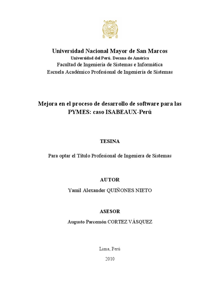 Mejora en El Proceso de Desarrollo de Software para Las Pymes | PDF ...