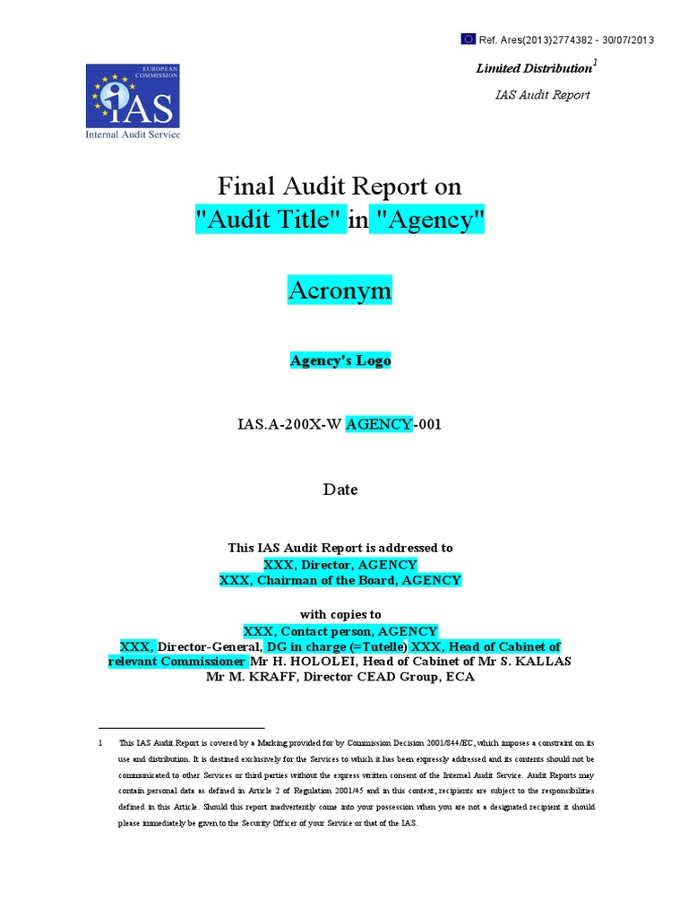 Audit Report Template 01 | PDF | Auditor's Report | Audit