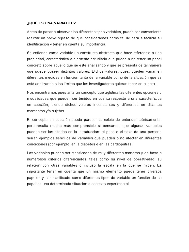Tipos y definición de variables | PDF | Science