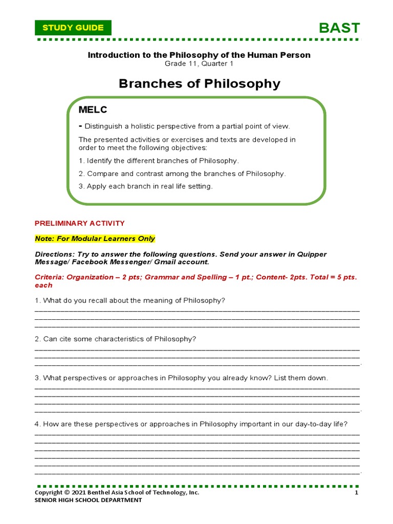 Week 2 Branches of Philosophy | PDF | Argument | Deductive Reasoning
