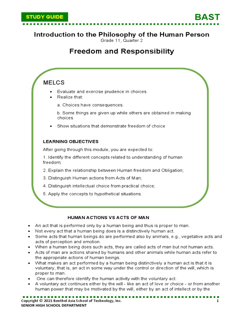 Week 12 Freedom and Responsibility | PDF | Free Will | Reason