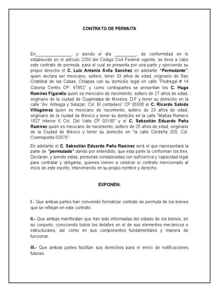Contrato de Permuta | Descargar gratis PDF | México | Electrónica