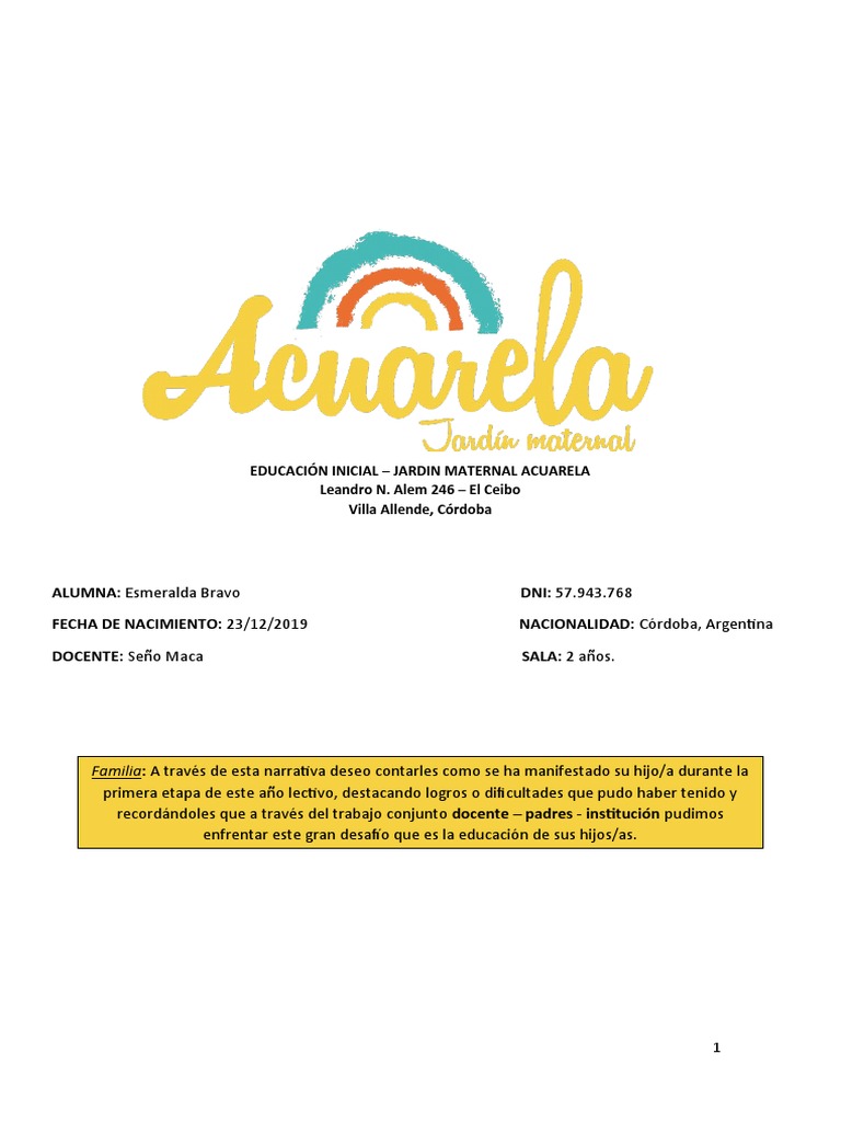 Informe de Progreso Escolar | PDF | Educación de la primera infancia