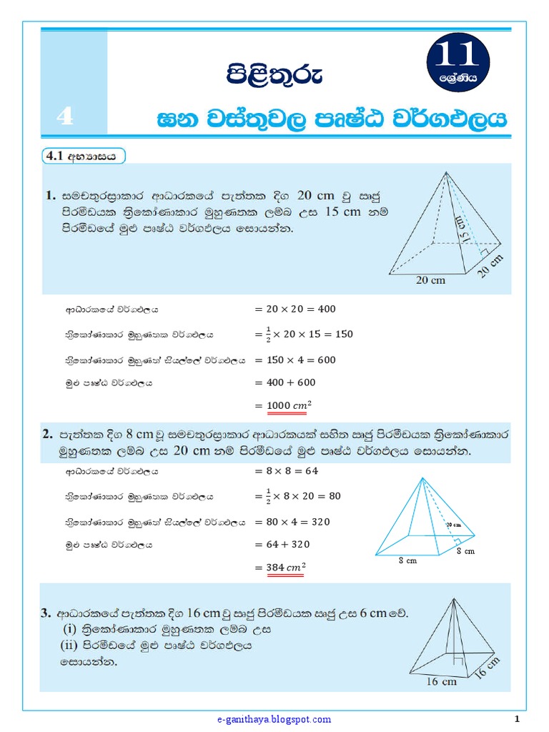 SURFACE-AREA-OF-SOLIDS-Ganawasthuwala-Prushta-Wargapalaya-Grade-11 ...
