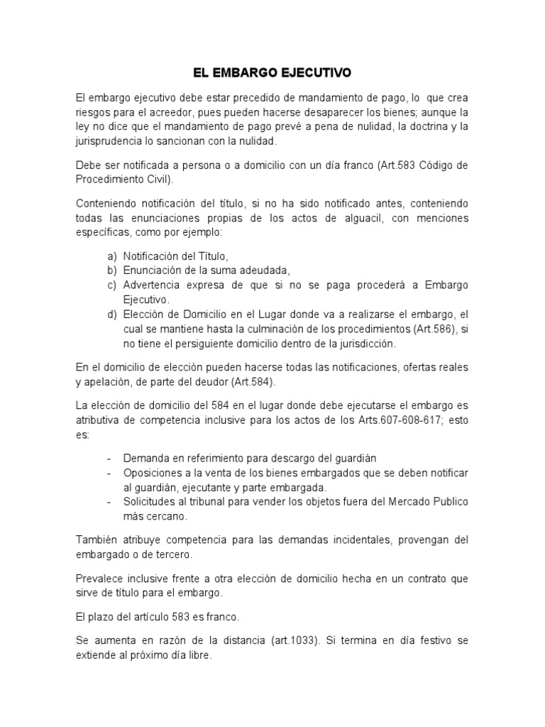 El Embargo Ejecutivo | PDF | Pagos | Subasta
