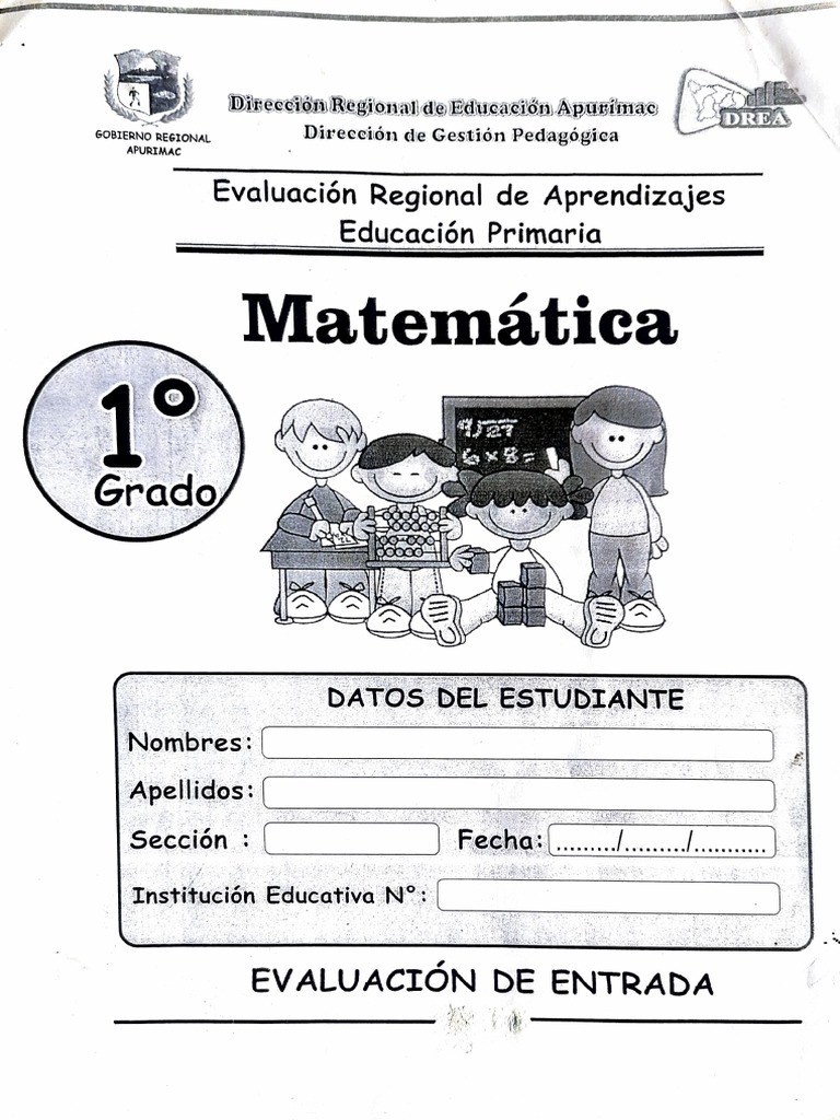 Evaluación Matemática 1er Grado. | PDF