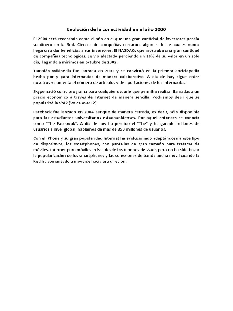 Evolución de La Conectividad en El Año 2000 | PDF | Internet ...