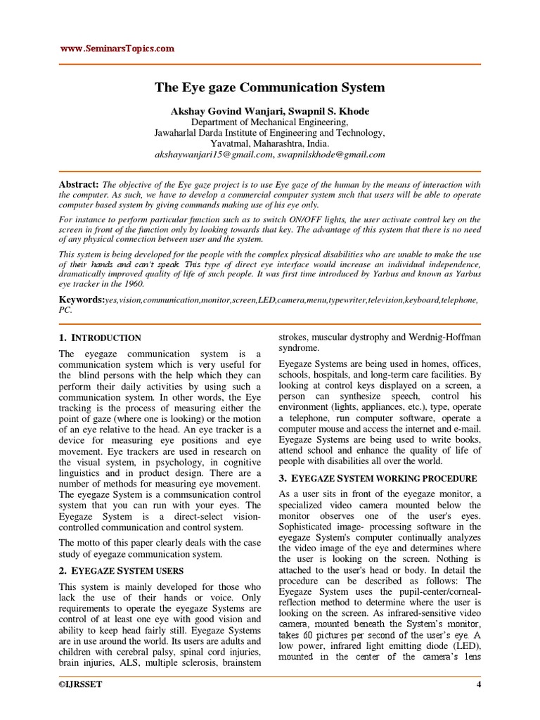Eye Gaze Communication System 479 AWL5OpO | PDF | Computer Keyboard ...