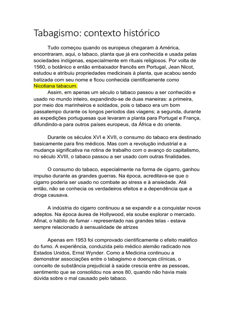 Tabagismo | PDF | Tabaco | Cigarro