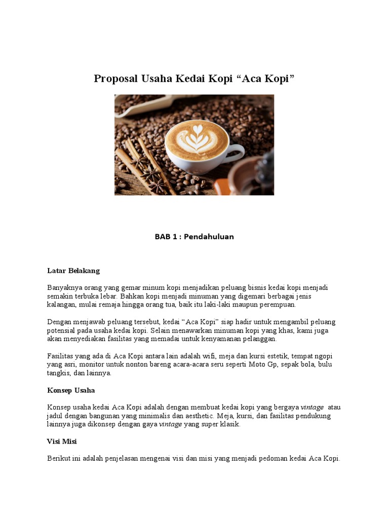 Proposal Usaha Kedai Kopi | PDF