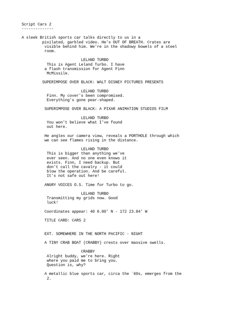 Cars 2 Movie Script English Version Pdf 