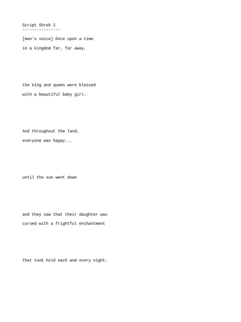 Shrek 2 Full Script Transcript | PDF