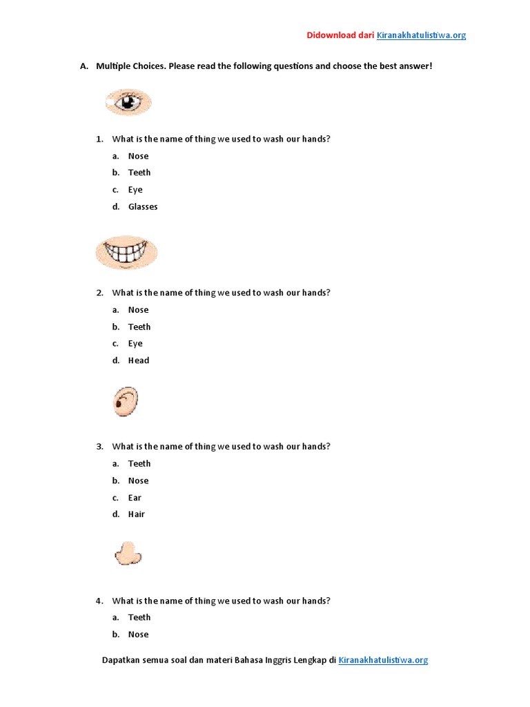 Materi Kelas 1 SD - Part of Body | PDF