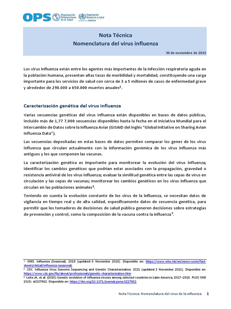 SPA - Nota Técnica - Nomenclatura Influenza | PDF | Influenza | Virus ...