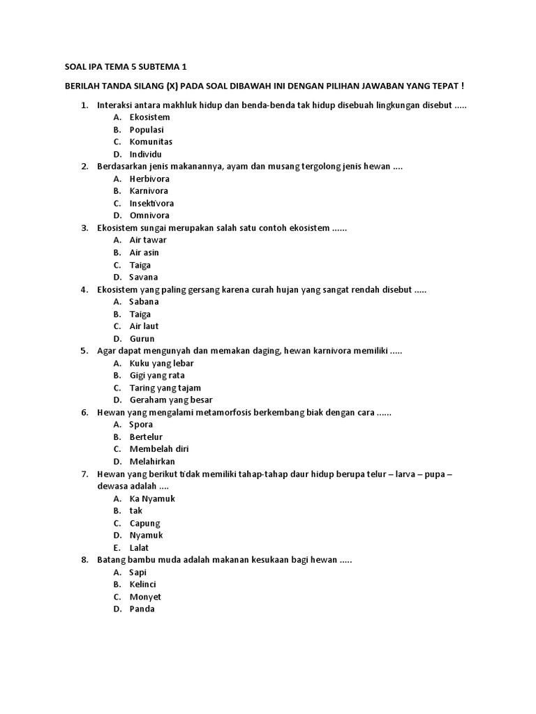 Soal IPA Tema 5 ST 1 | PDF