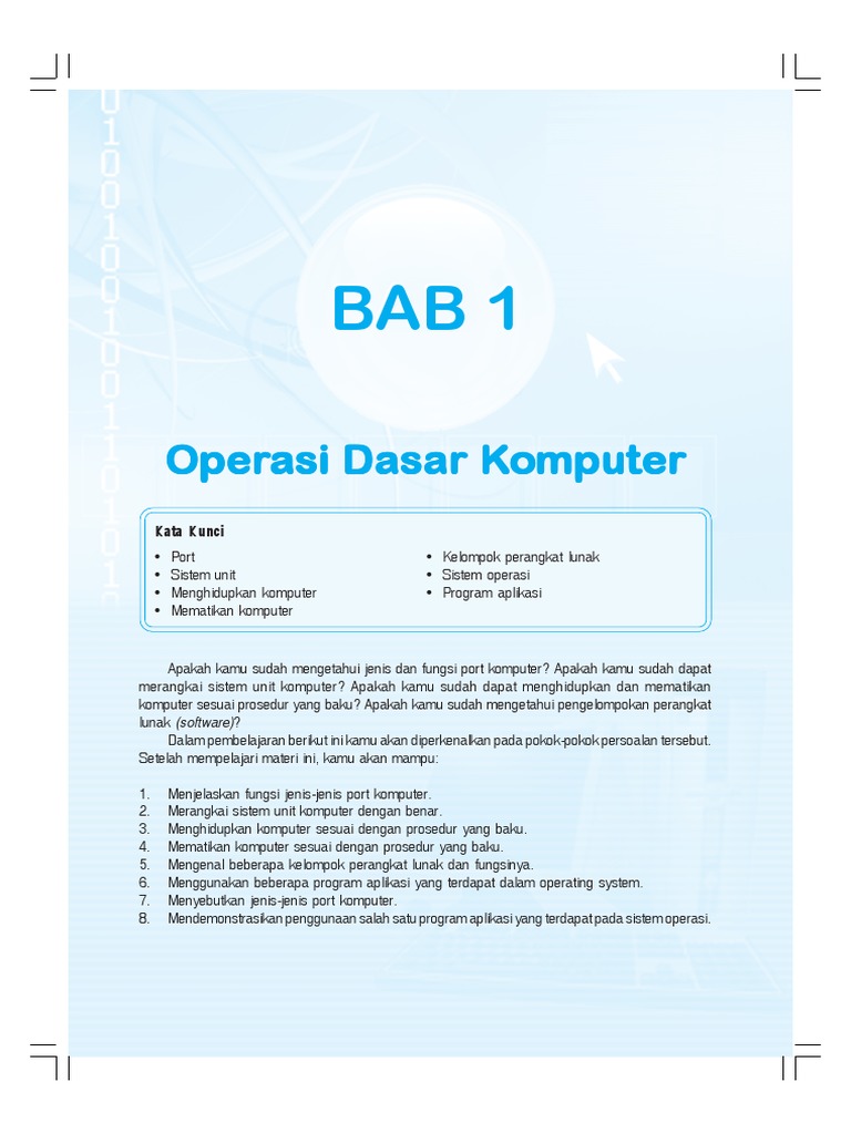 TIK SMA-SMK. Bab 1. Operasi Dasar Komputer | PDF | Komputer