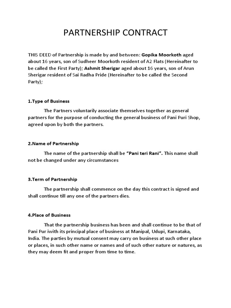 Contract | PDF | Partnership | Business