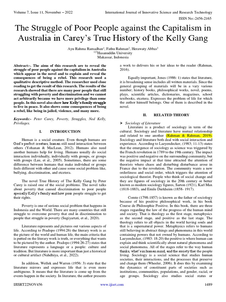 The Struggle of Poor People Against The Capitalism in Australia in ...