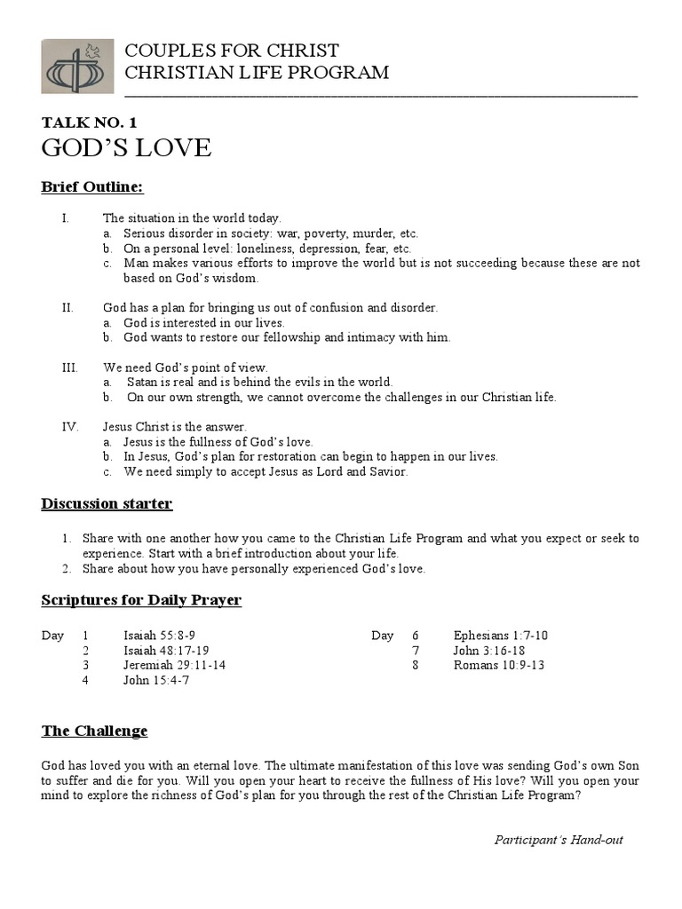 God'S Love: Couples For Christ Christian Life Program | PDF | Jesus ...