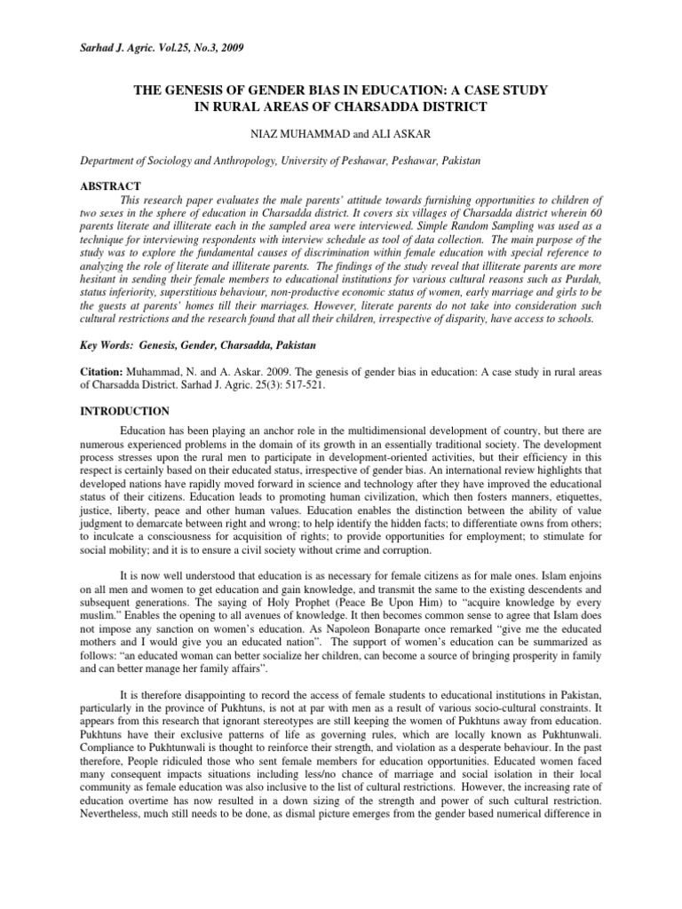 The Genesis of Gender Bias in Education A Case Study | PDF | Literacy ...