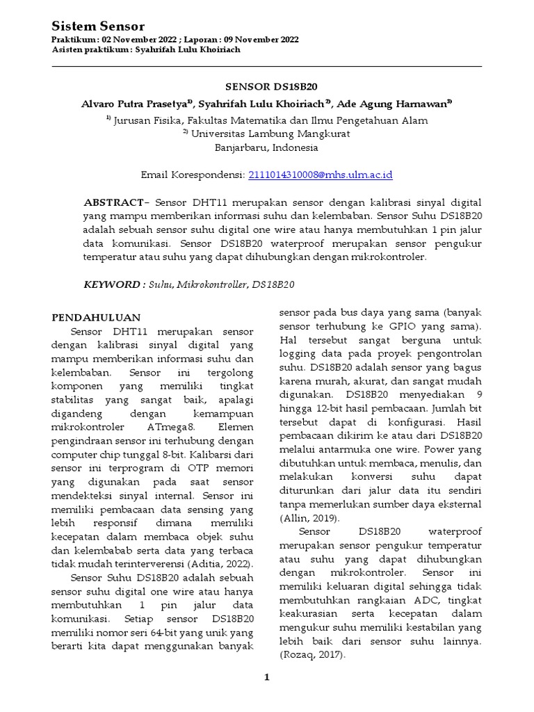 P6 - Sistem Sensor - Alvaro Putra Prasetya | PDF