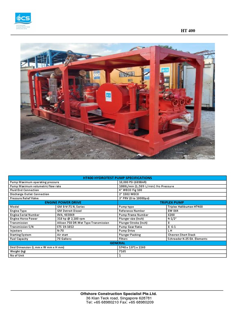Ht400 Pump Data Sheet | PDF | Pump | Energy Technology