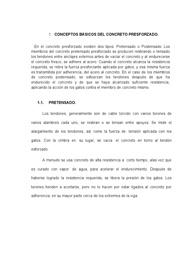 Concreto Presforzado: Pretensado y Postensado | PDF | Hormigón pretensado | Hormigón