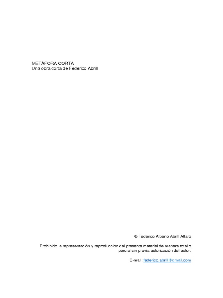METÁFORA CORTA, Una Obra Breve de Federico Abrill | PDF
