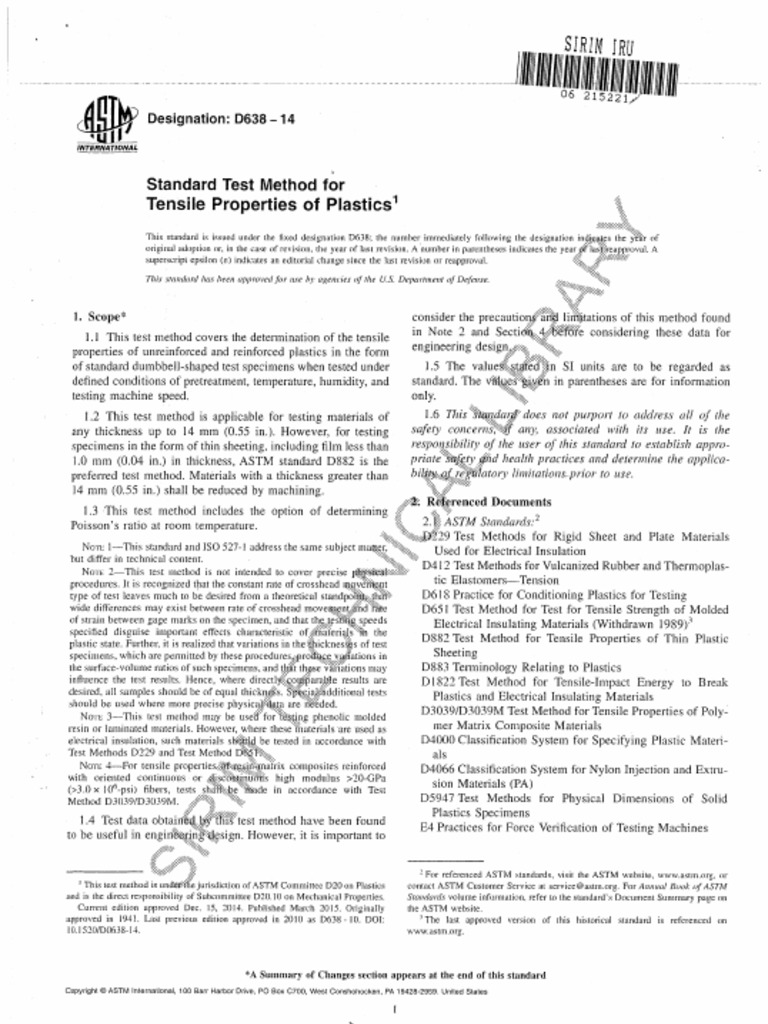 Astm D638-14 | PDF