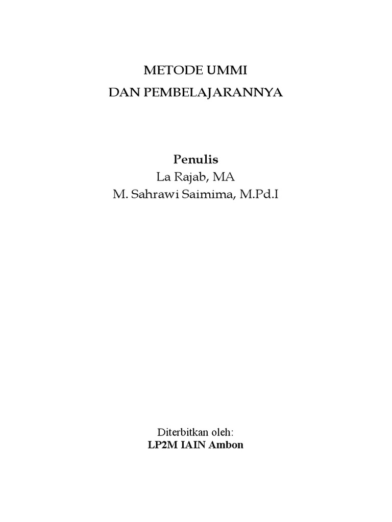 Buku Metode Ummi Dan Pembelajarannya | PDF