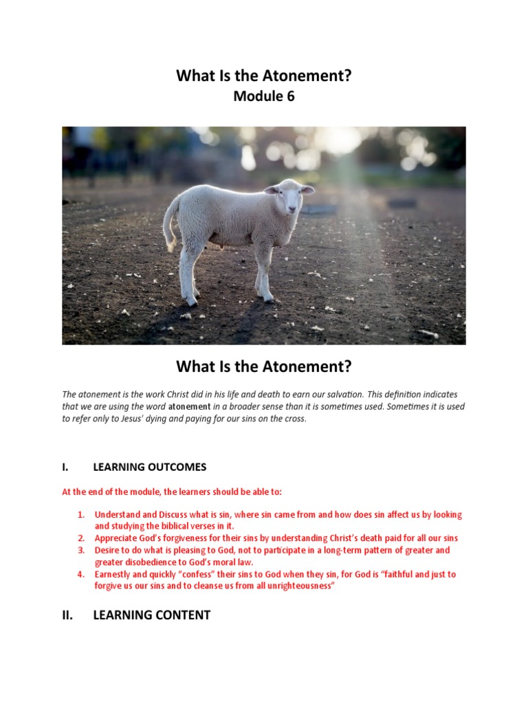 Module 6 - What Is The Atonement | PDF | Jesus | Theology
