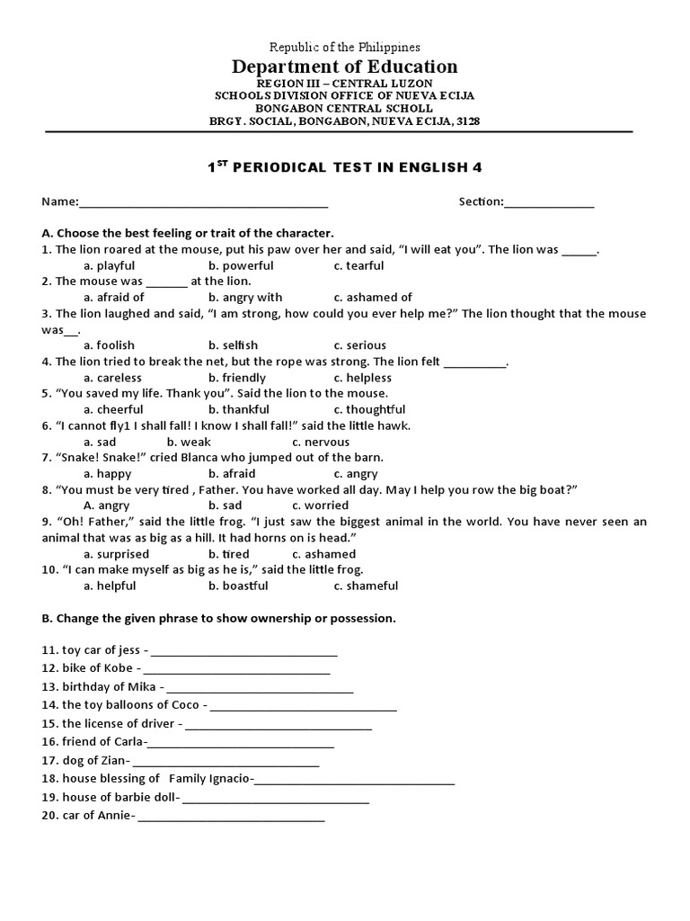 1st PT English 4 | PDF | Cognitive Science | Linguistic Morphology