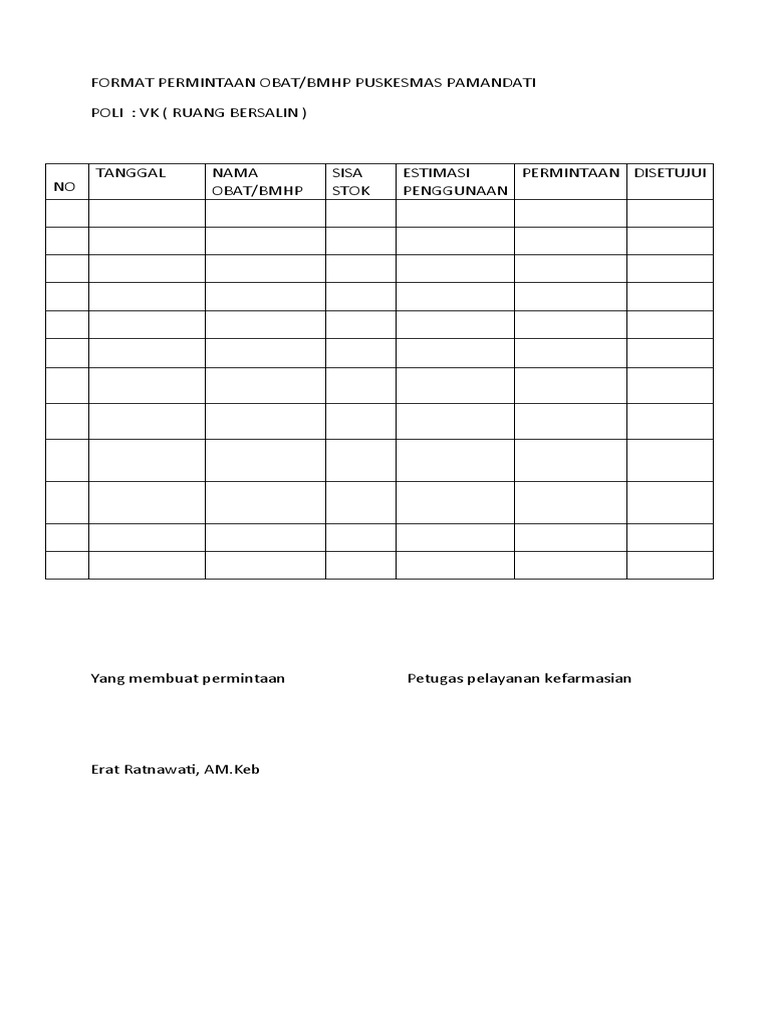 Format Permintaan Obat | PDF